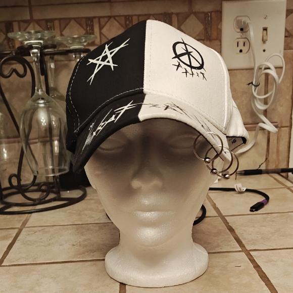 SH | Accessories | Edgy Black And White Graphic Hat | Poshmark